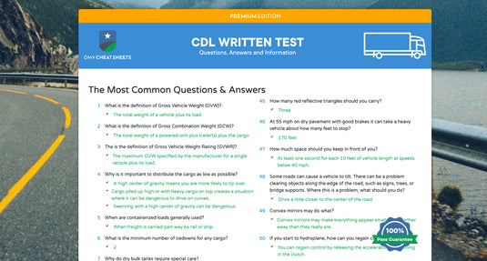 CDL - Class A License Test Bundle – DMVCheatSheets